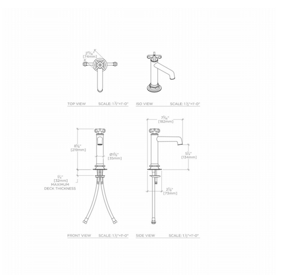 Waterworks Henry One Hole Bar Faucet with Two-Tone Cross Handle in Nic ...
